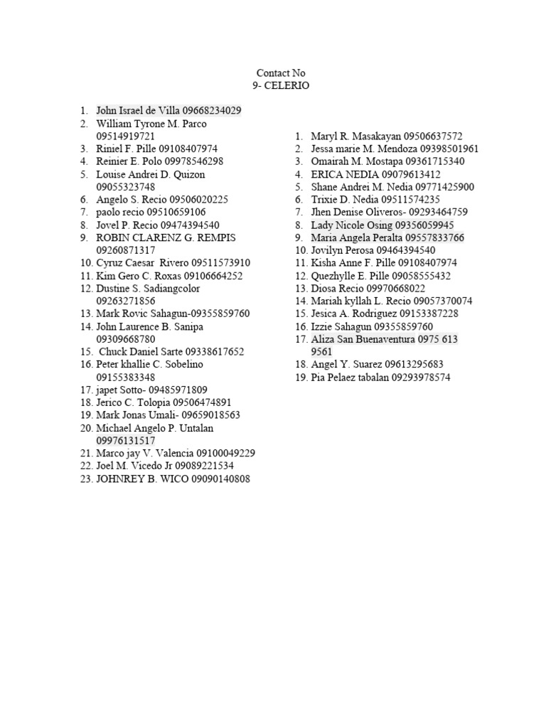 Contact List for Celerio Owners | PDF | Sports & Recreation | Travel