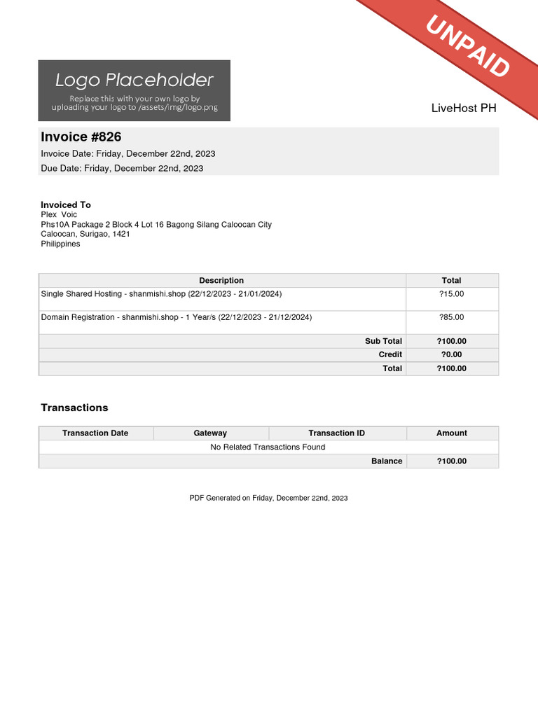 Invoice 826 | PDF