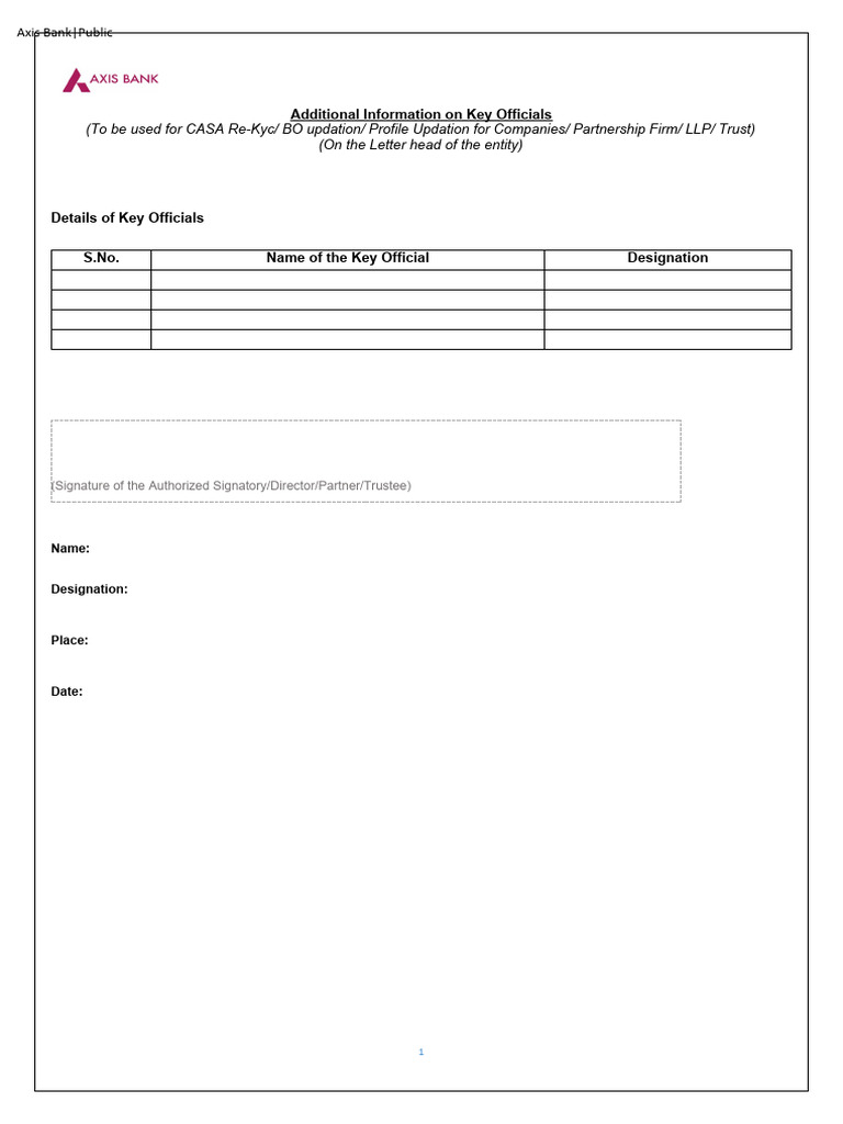 Key Officials Information for Axis Bank | PDF | Business | Finance ...