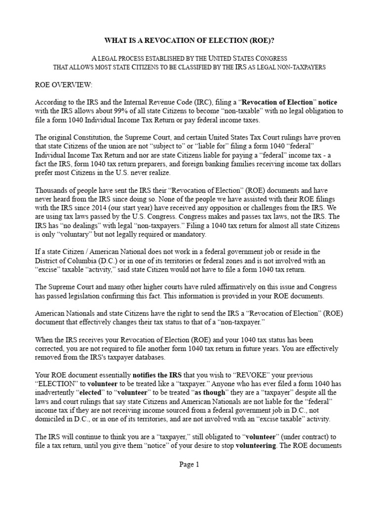1 What Is A Revocation of Election | PDF | Internal Revenue Service ...