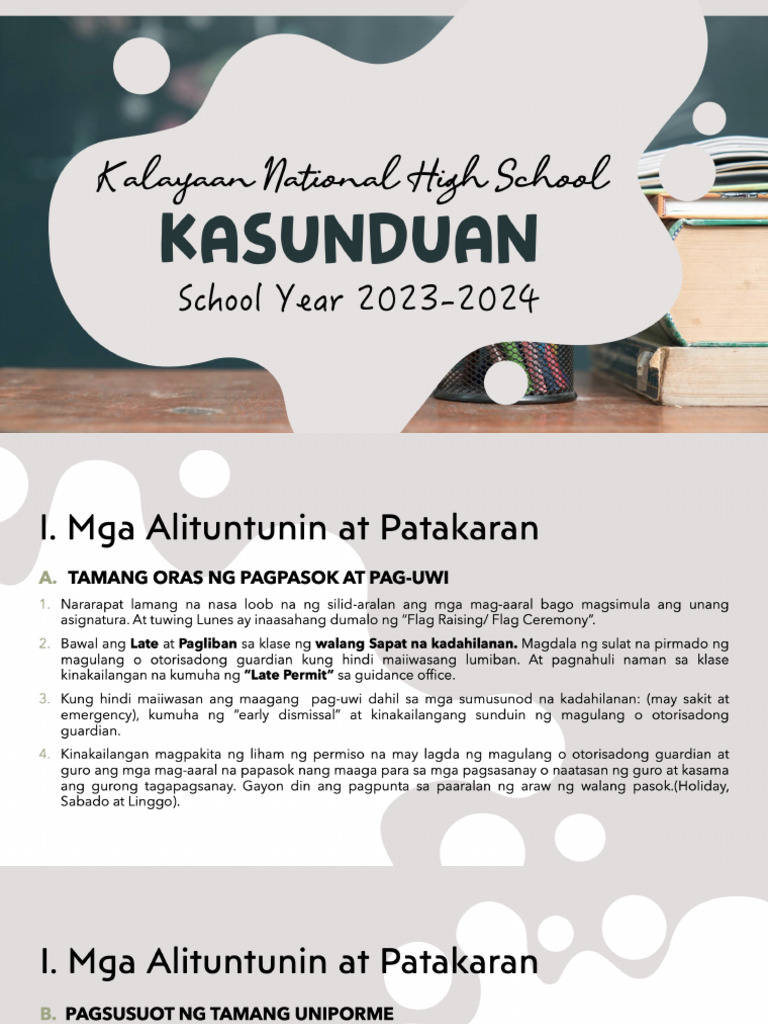 Knhs Kasunduan S.Y. 2023 2024 | PDF