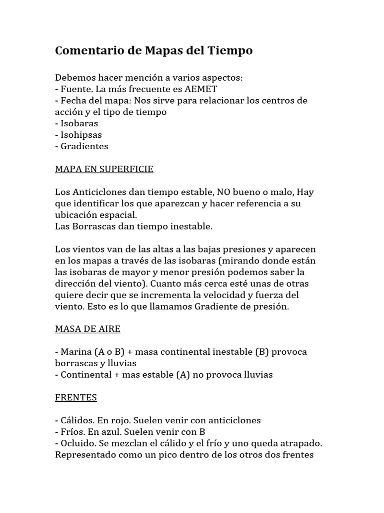 1 Comentario de Mapas Del Tiempo | PDF | Herida | Clima