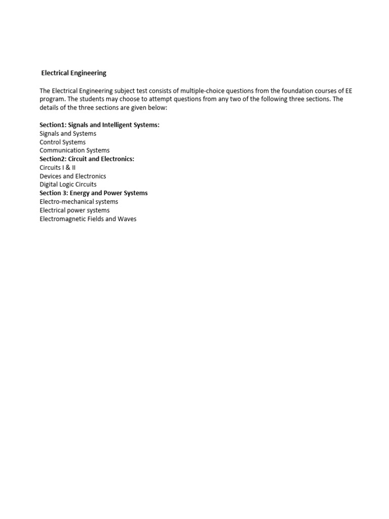 Electrical Engineering Subject Test 1 Pdf