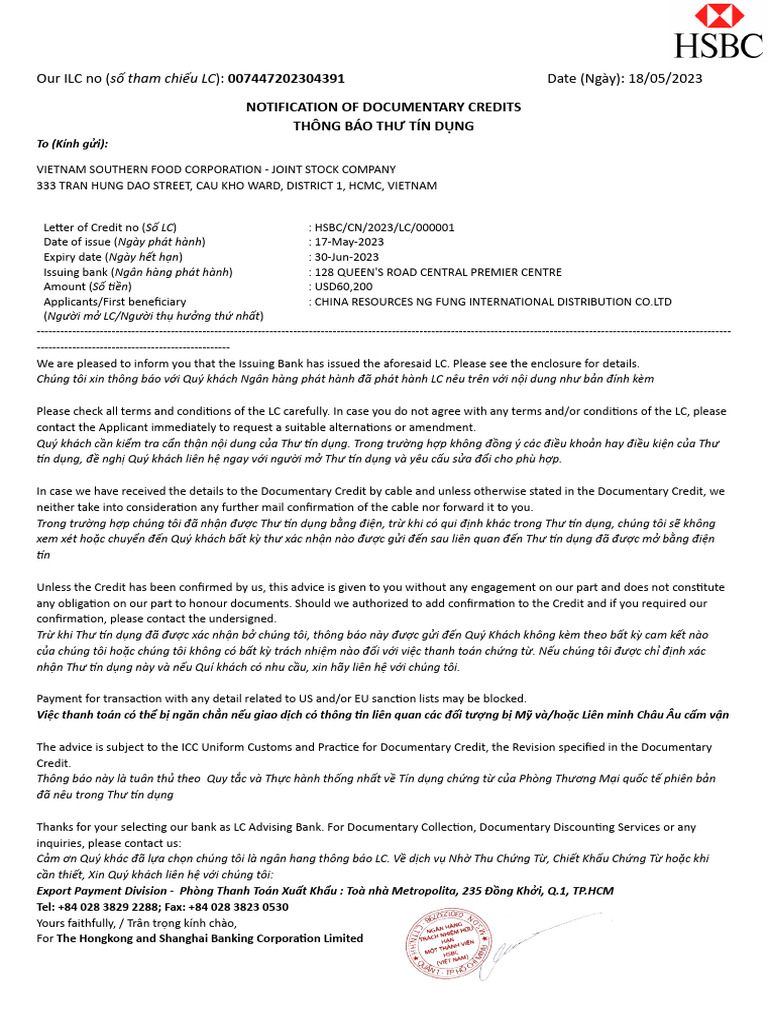 ADVICE LETTER OF CREDIT | PDF