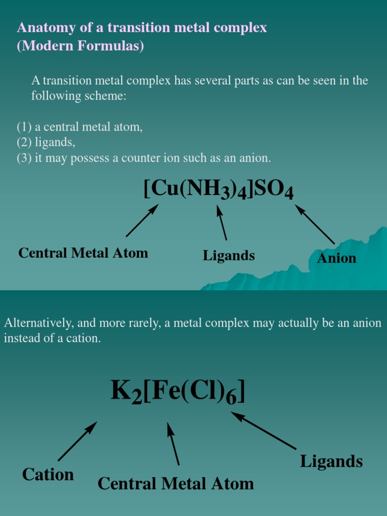 Transition Metal Complexes Guide | PDF | Coordination Complex ...