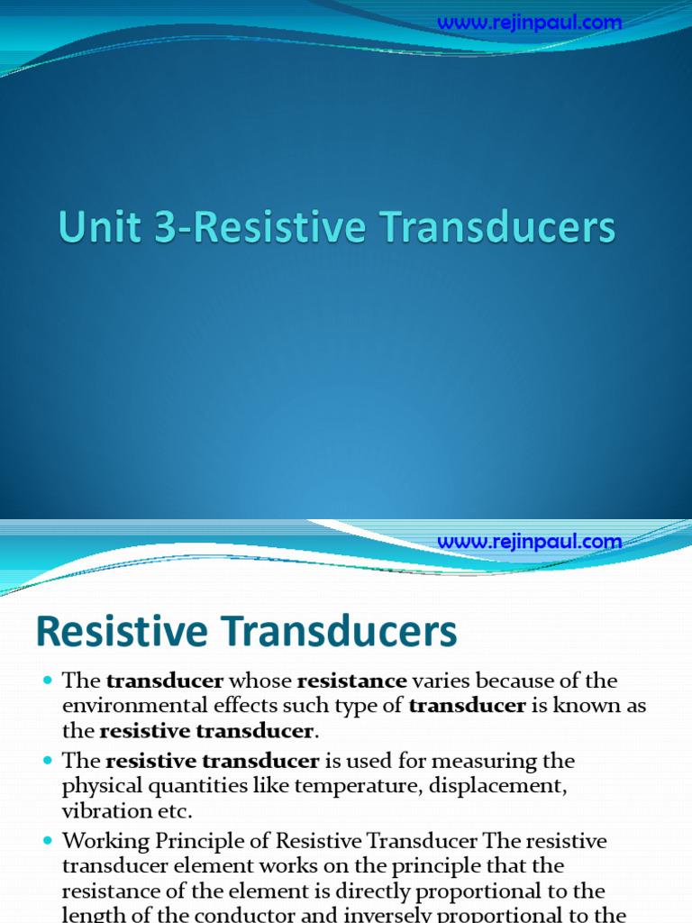 Overview of Resistive Transducers | PDF | Gyroscope | Electrical ...