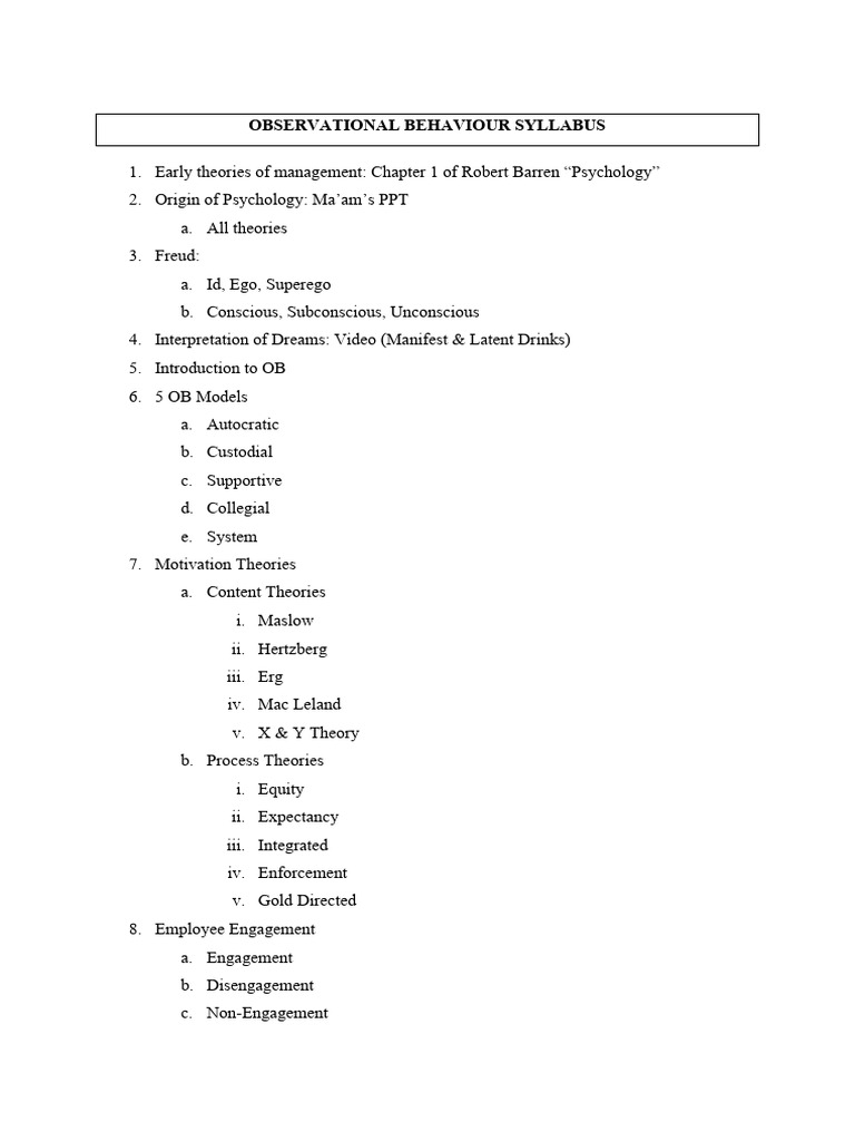 OB Syllabus | PDF