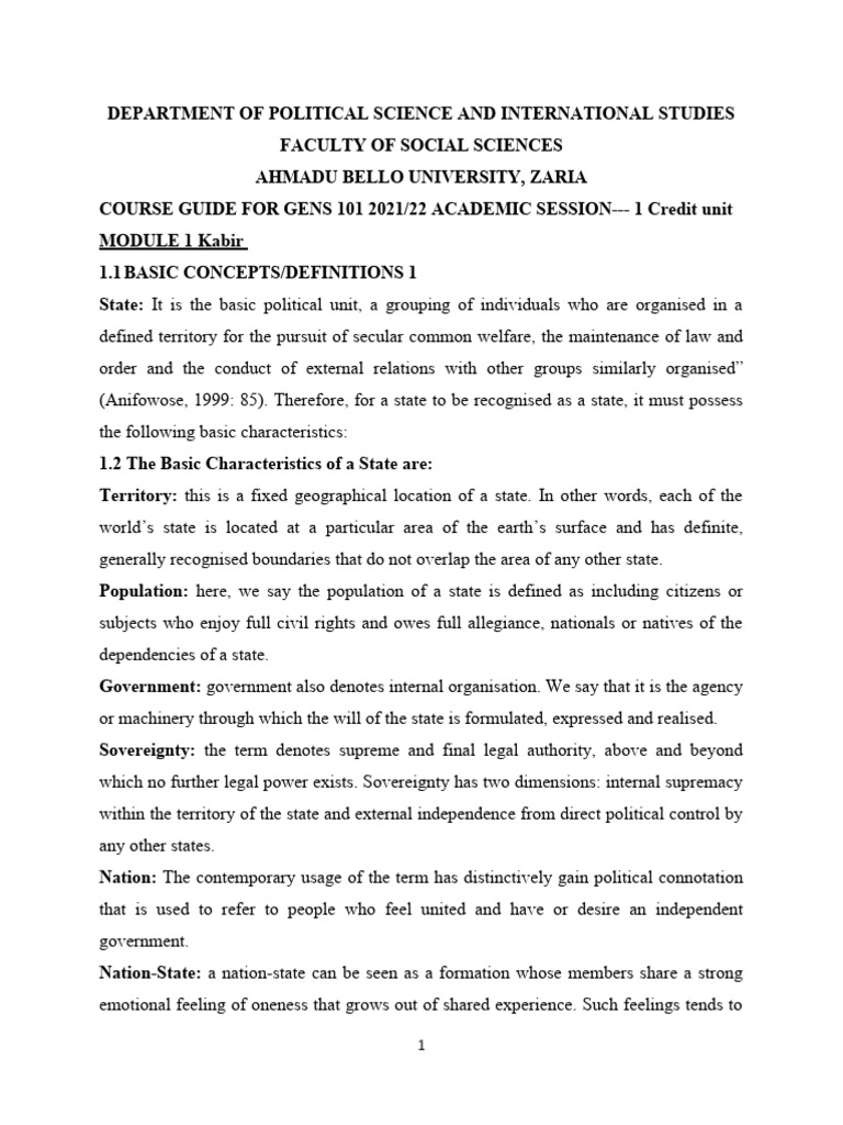 Gens 101 | PDF | Political Science | Government