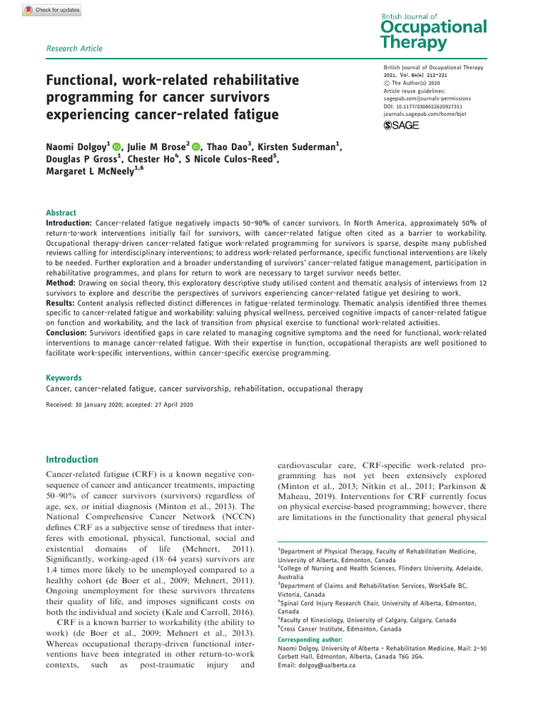 Dolgoy Et Al 2020 Functional Work Related Rehabilitative Programming ...