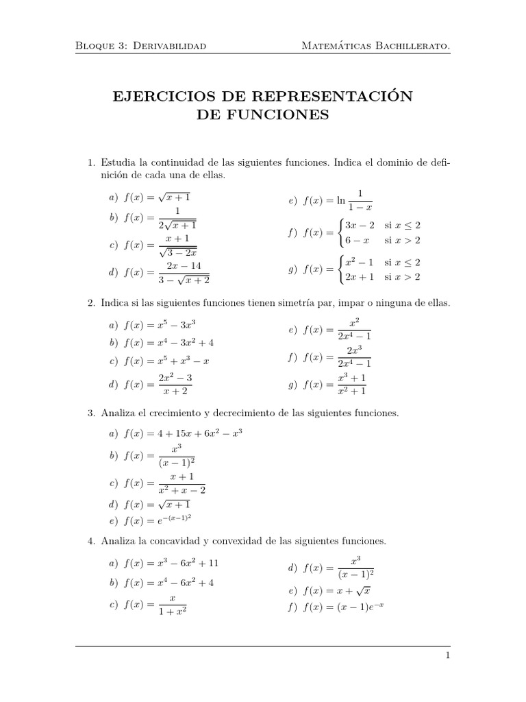 Ejercicios Representacion de Funciones | PDF | Métodos y materiales de enseñanza