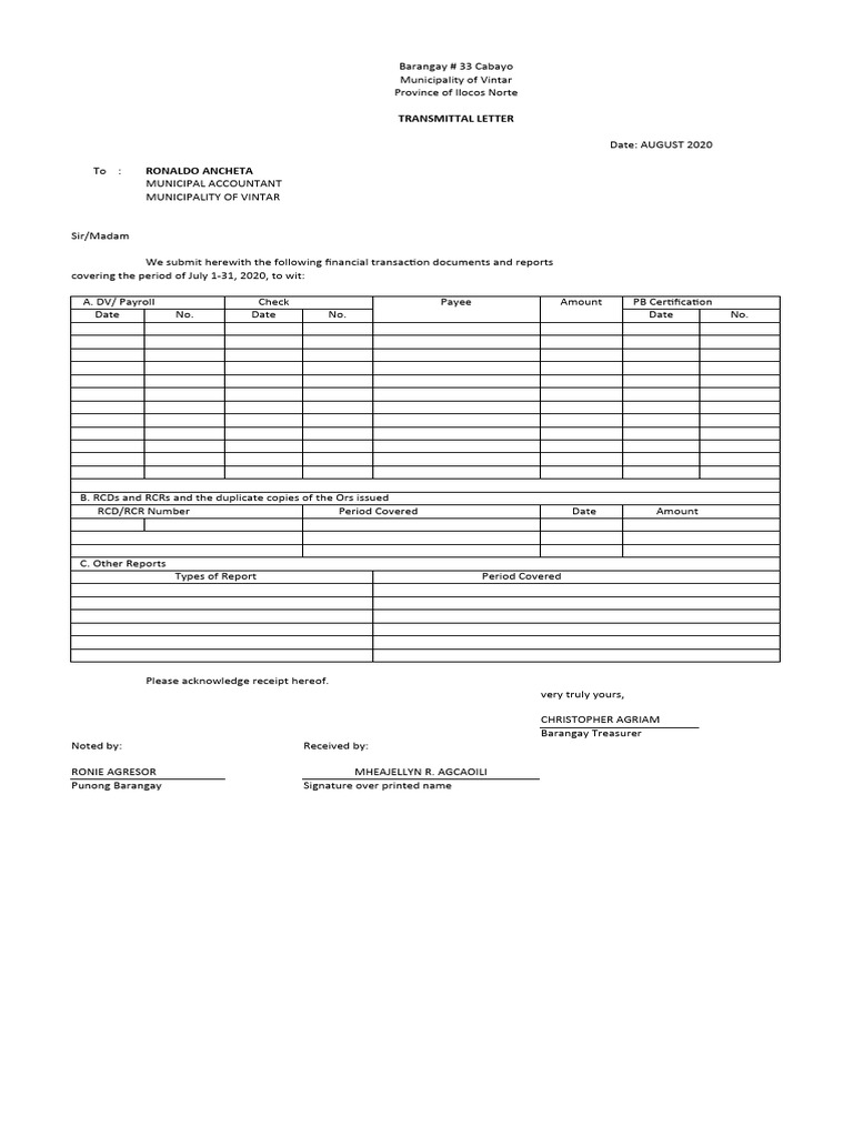 Transmittal Letter 2019 (COA) | PDF