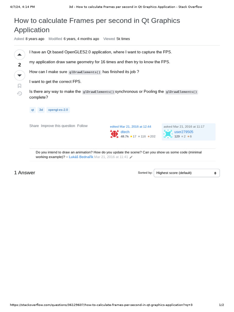 3d - How To Calculate Frames Per Second in QT Graphics Application - Stack Overflow | PDF ...