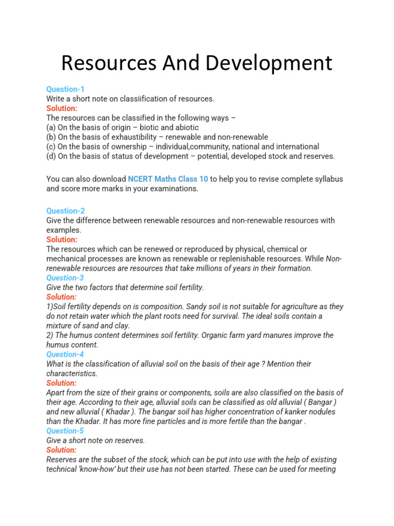 Resources and Development | PDF | Soil | Resource