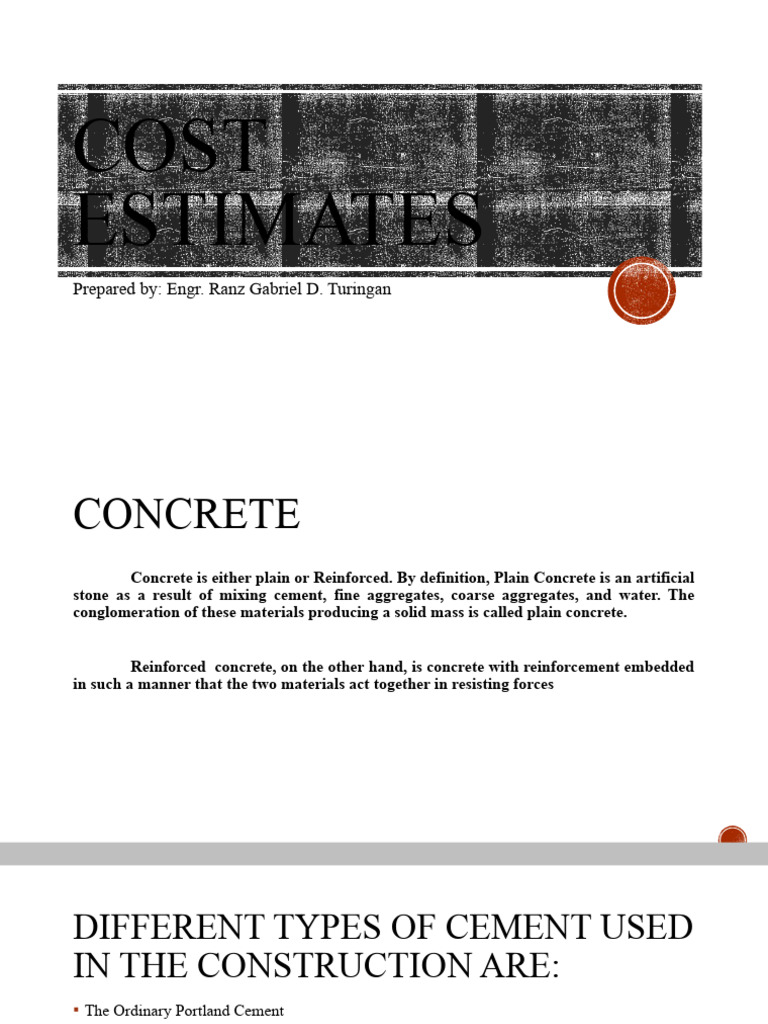 Cost Estimate | PDF | Concrete | Cement