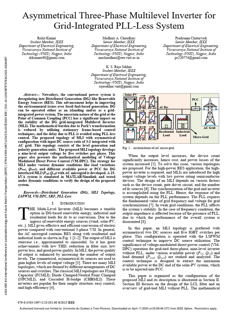 Asymmetrical 3-Phase MLI for Grid Systems | PDF | Power Inverter ...