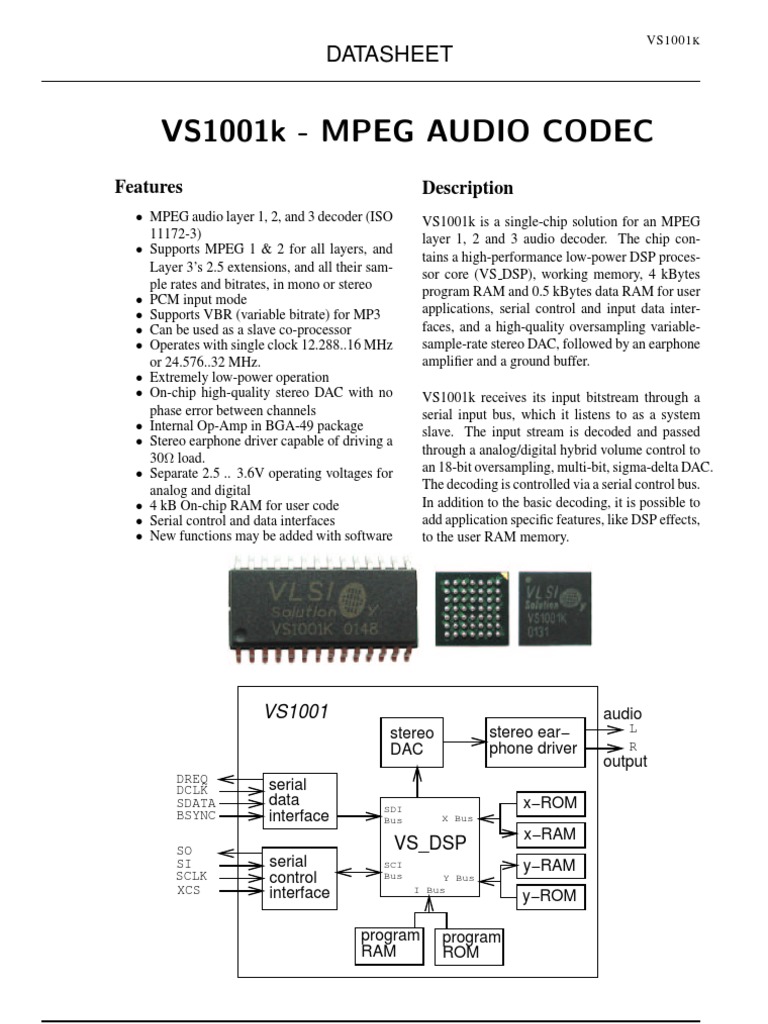 Vs1001 Mpeg Audio Codec | PDF | Codec | Mp3