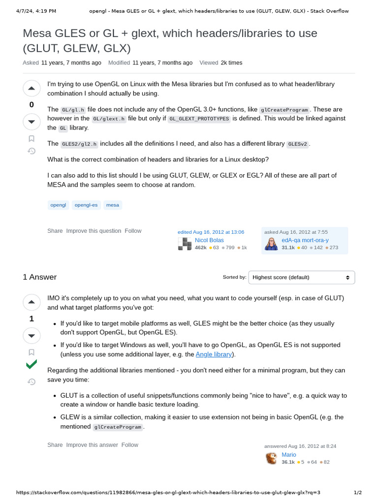 Opengl - Mesa GLES or GL + Glext, Which Headers - Libraries To Use ... Opengl - Mesa GLES or GL + Glext, Which Headers - Libraries To Use ...