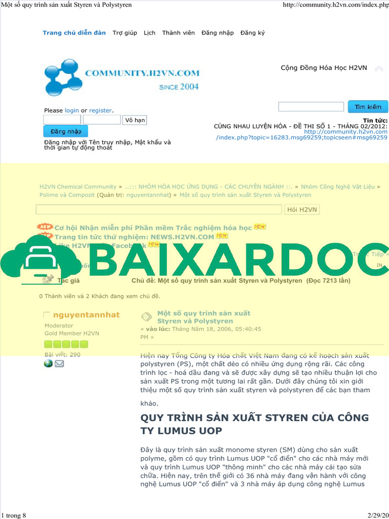 một số quy trình sản xuất styrene | PDF