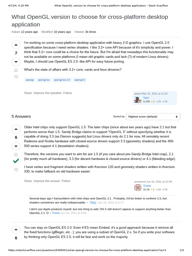What OpenGL Version To Choose For Cross-Platform Desktop Application - Stack Overflow | PDF ...