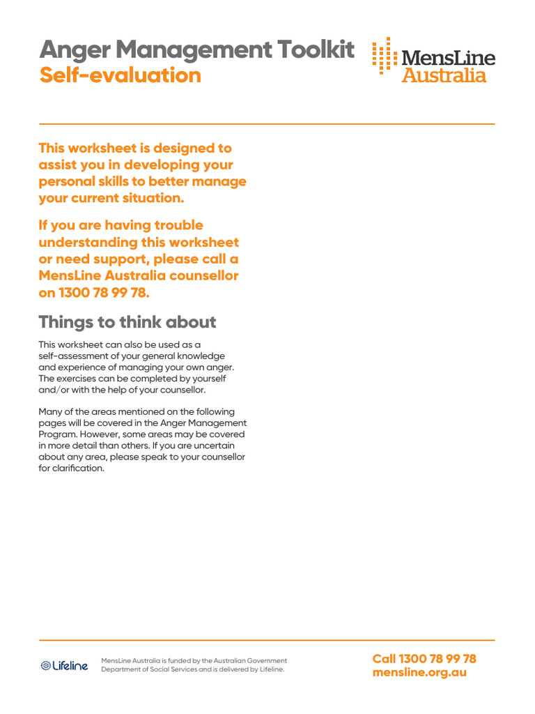 Anger Management Self-Evaluation Toolkit | PDF | Anger | Thought