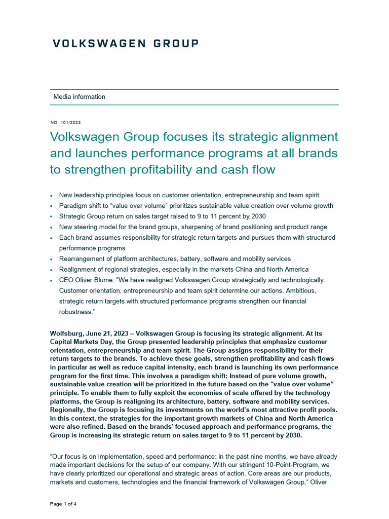 Volkswagen Group's Strategic Realignment | PDF | Brand | Volkswagen