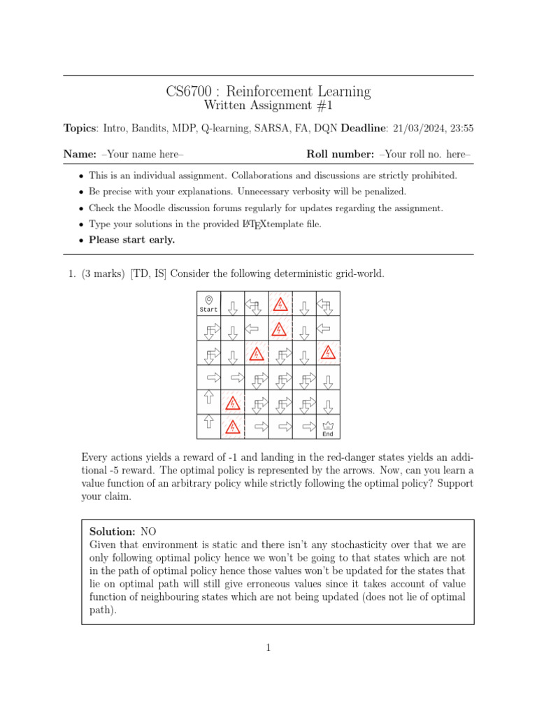 CS6700 RL 2024 Wa1 | PDF | Applied Mathematics | Algorithms