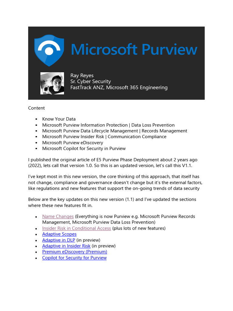 E5 Purview Deployment - Ray Reyes | PDF | Computer File | Share Point