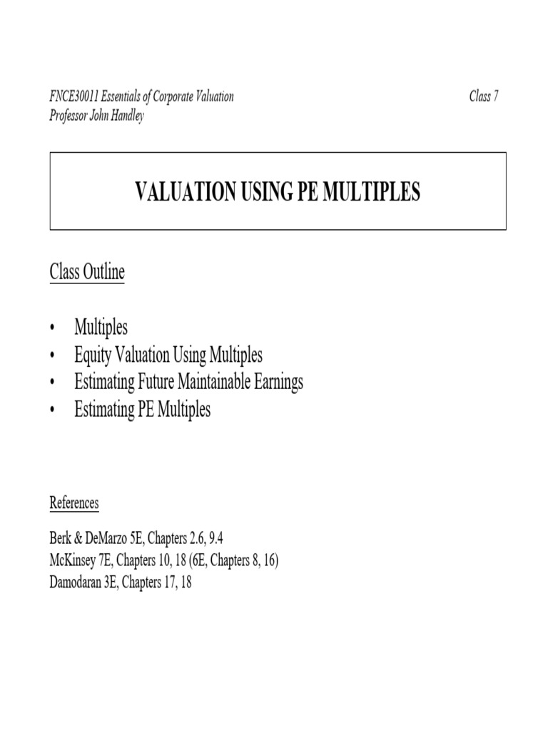 7 30011 PE Multiples Slides 24 | PDF | Valuation (Finance) | Price ...