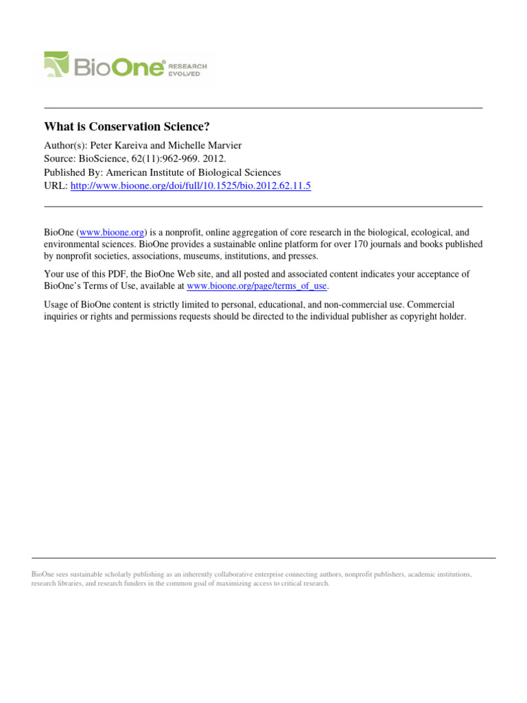 What Is Conservation Science 2012 | PDF | Conservation Biology ...