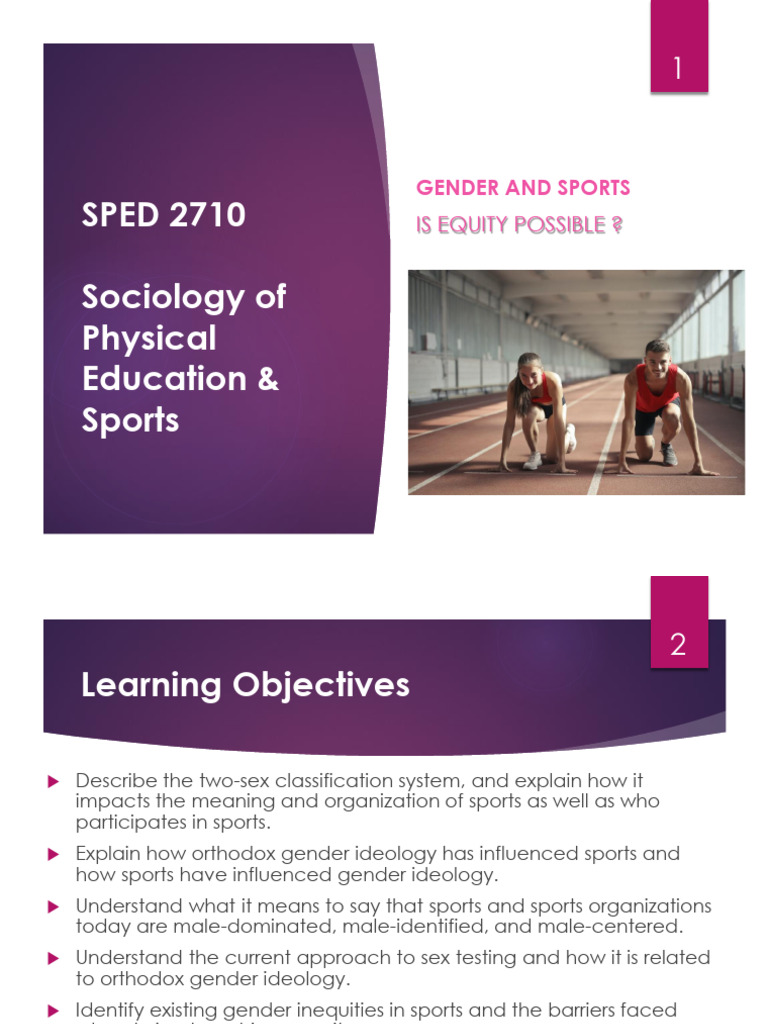 SPED2710 L5 Gender and Sport | PDF | Gender | Gender Studies