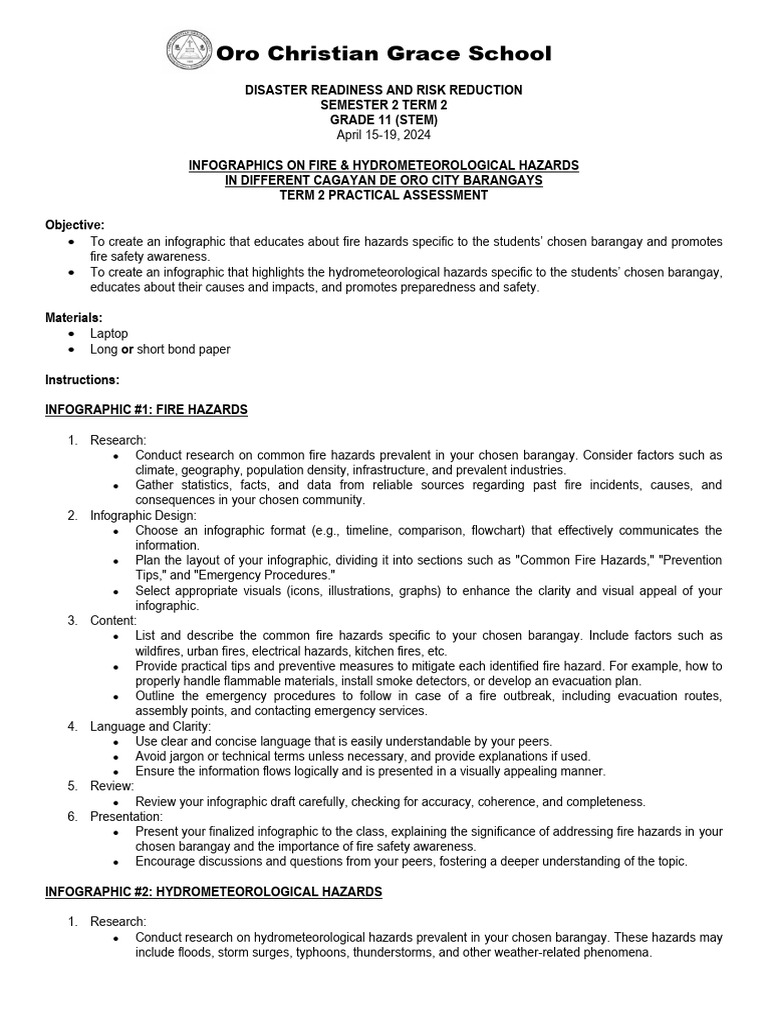 DRRR Term 2 Practical Assessment | PDF | Infographics | Fire Safety