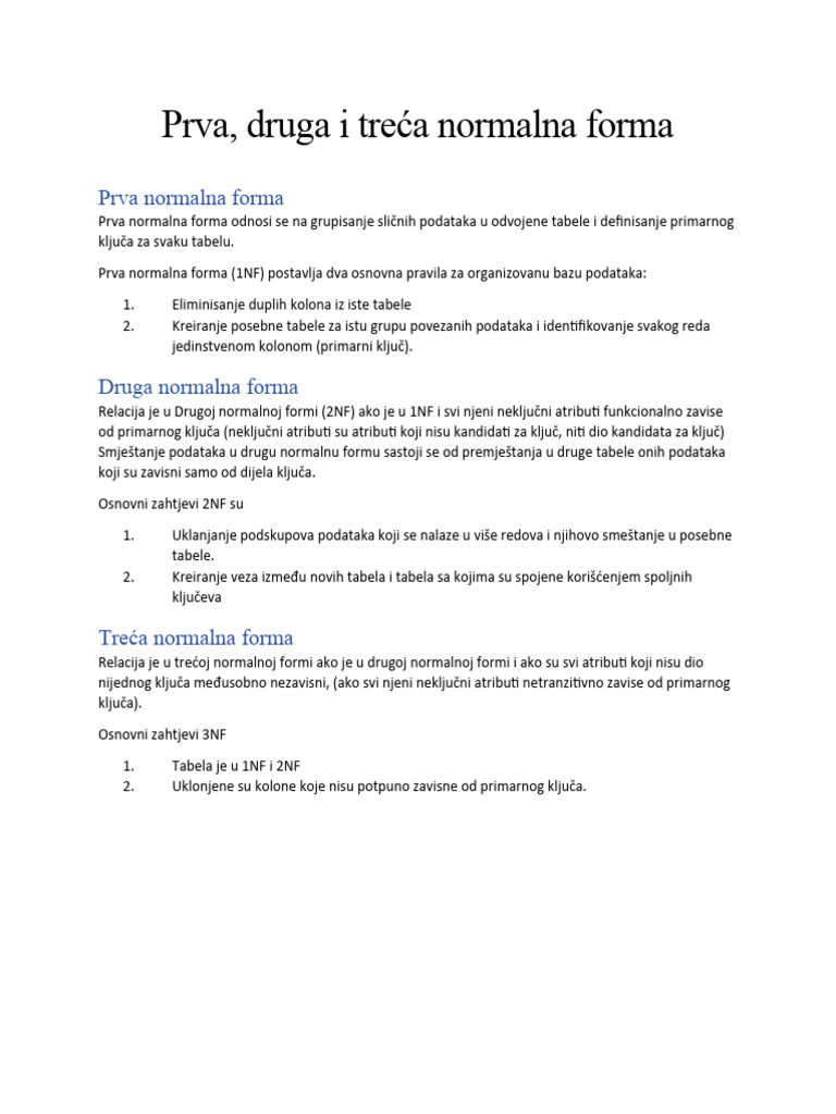 16.prva, Druga I Treća Normalna Forma | PDF