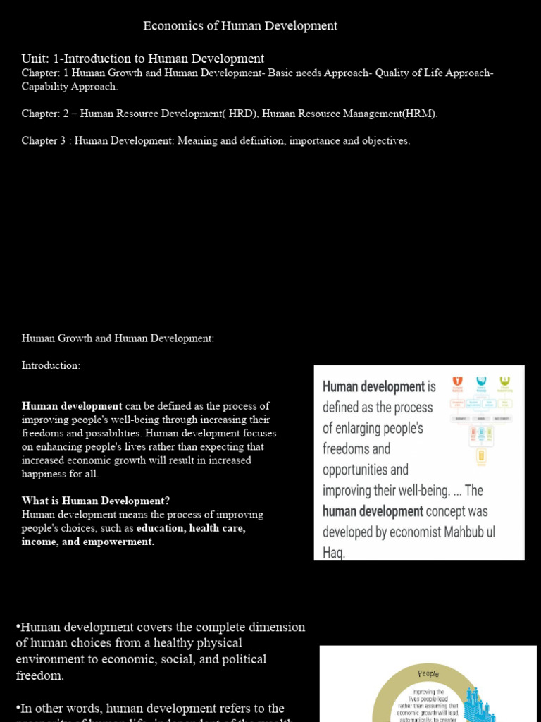 Economics For Human Development - Unit 1 | PDF | Human Development Index | Empowerment