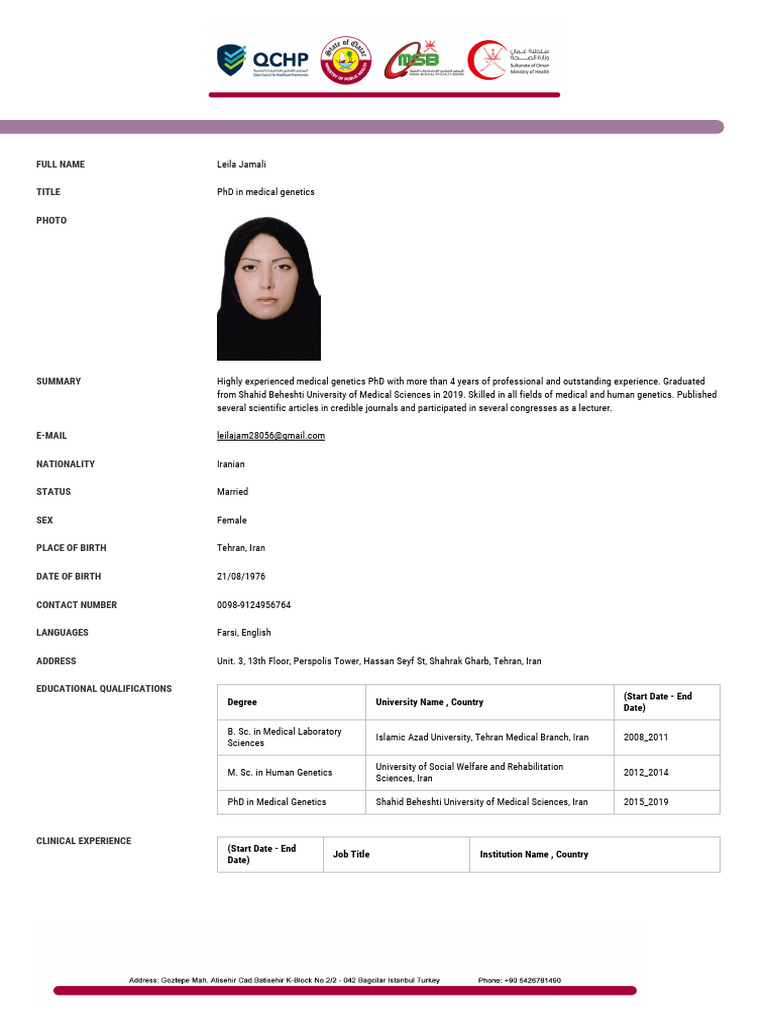 Resume - Leila Jamali | PDF | Dna Sequencing | Bioinformatics