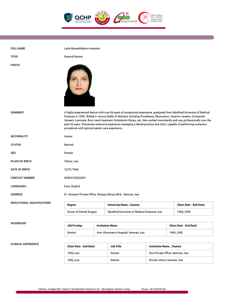 Experienced Dentist Profile | PDF | Dentistry | Medicine