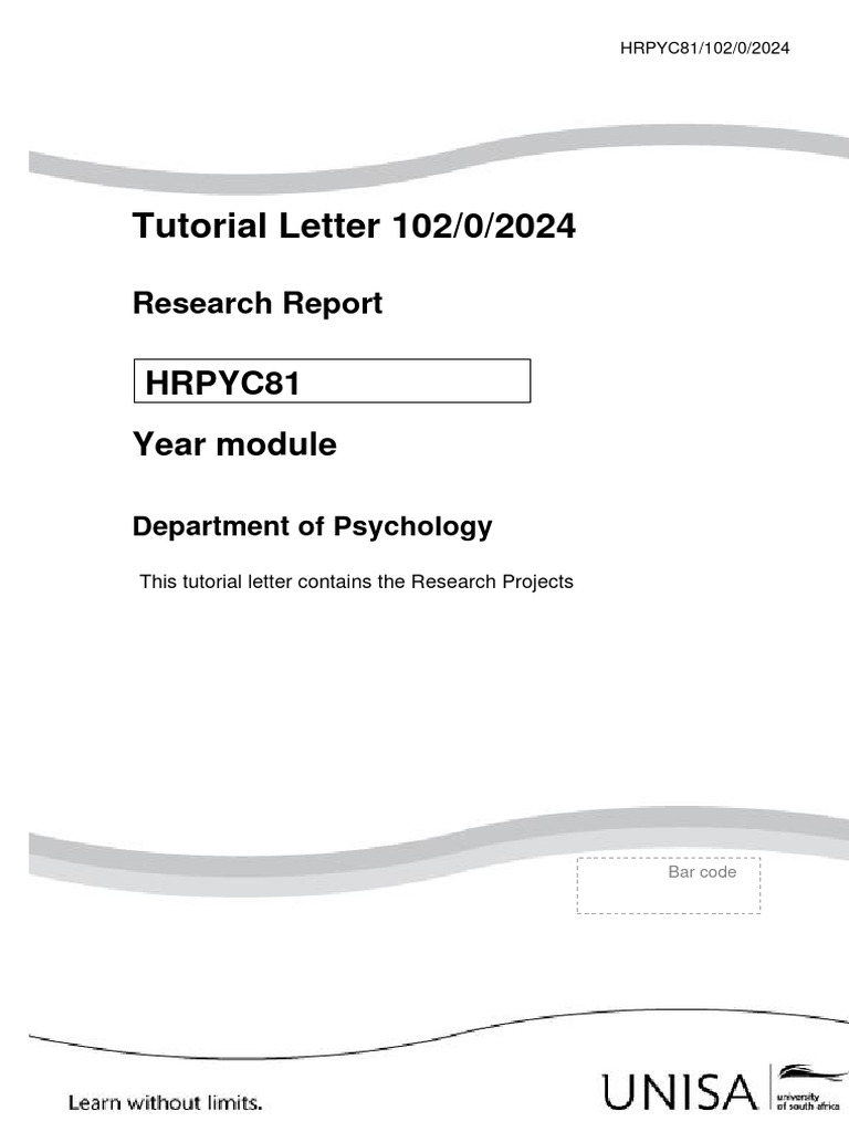 Tutorial Letter 102 | PDF | Hypothesis | Statistics
