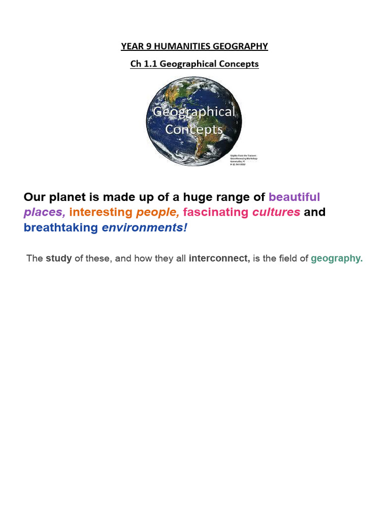 Geo Concepts Intro Worksheet | PDF | Geography | Natural Environment