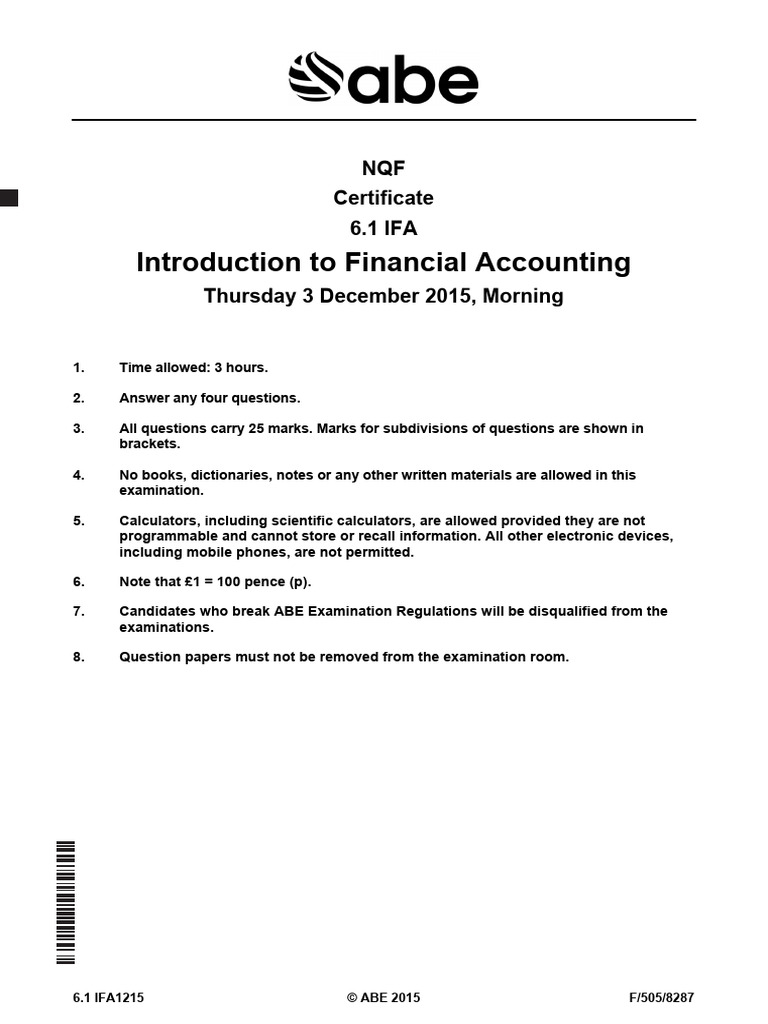 IFA_QP_1215 | PDF | Depreciation | Debits And Credits
