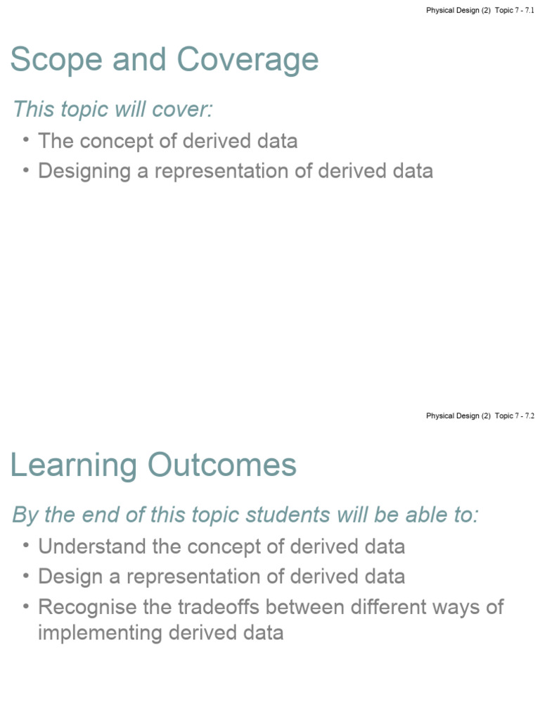 DDD Topic 7 - Physical Design | PDF | Data Management | Computer Programming