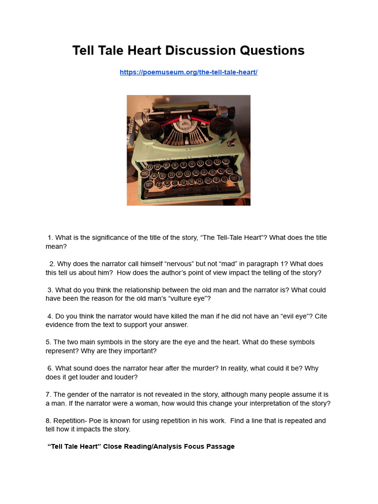 Tell Tale Heart Discussion Questions | PDF