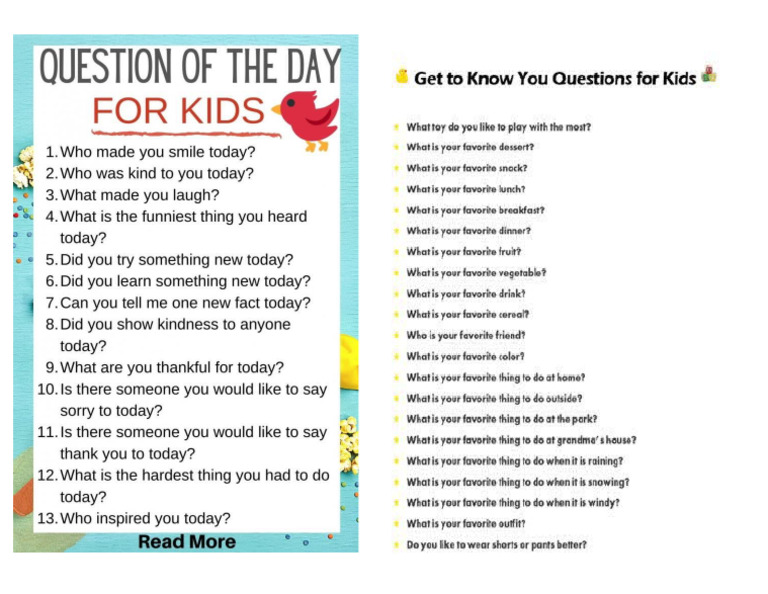 Questions To Ask Kids | PDF