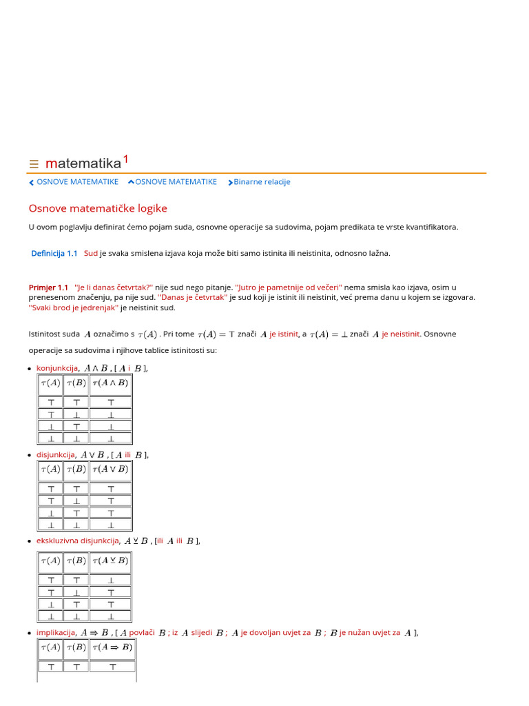 Osnove Matematičke Logike | PDF
