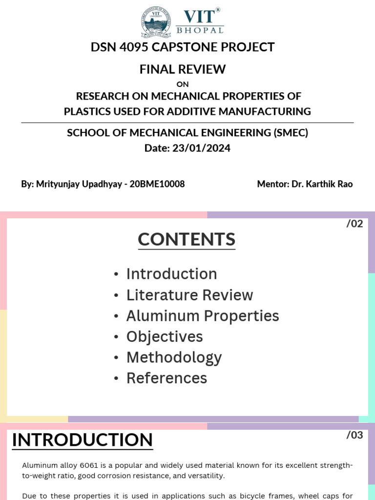 CAPSTONE PROJECT - Final Review | PDF | 3 D Printing | Strength Of Materials