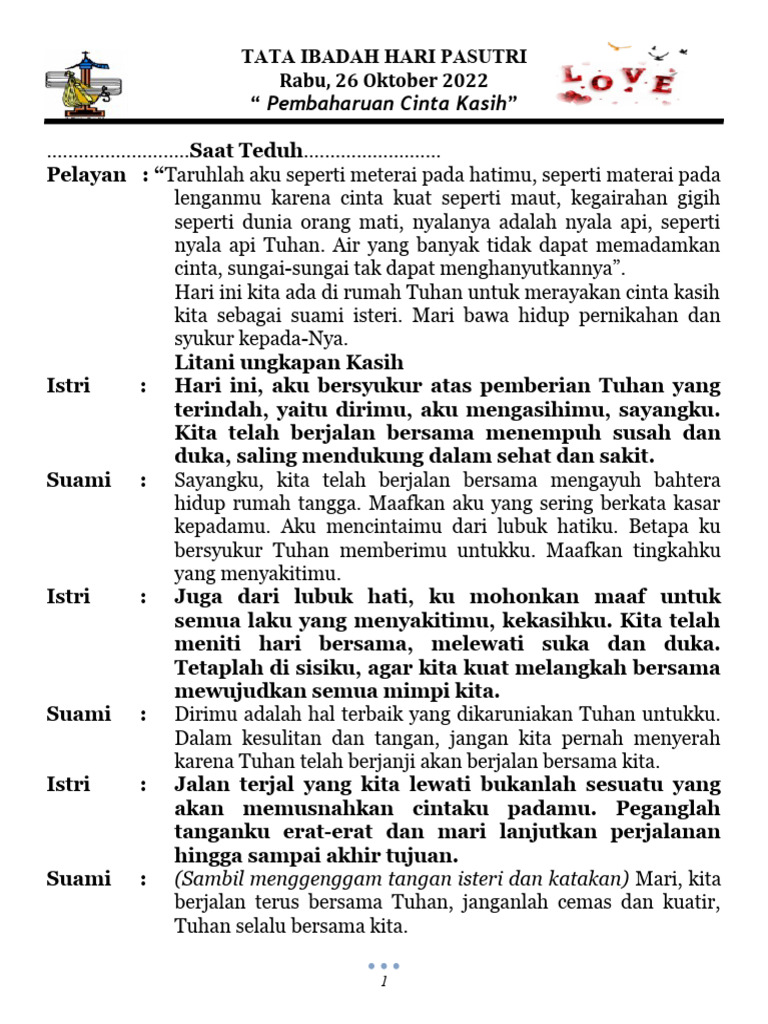 Tata Ibadah Hari Pasutri 2022 | PDF | Seni & Disiplin Bahasa | Puisi