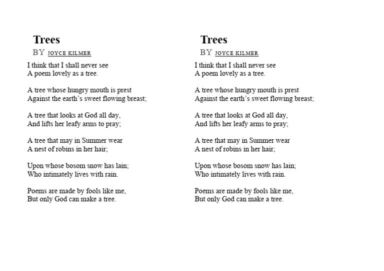 Trees by Joyce Kilmer Poem | PDF | Home & Garden
