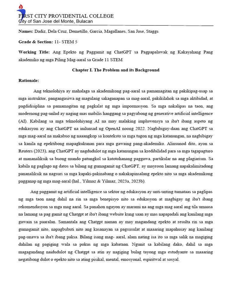 Chapter-1-Rationale Pananaliksik | PDF