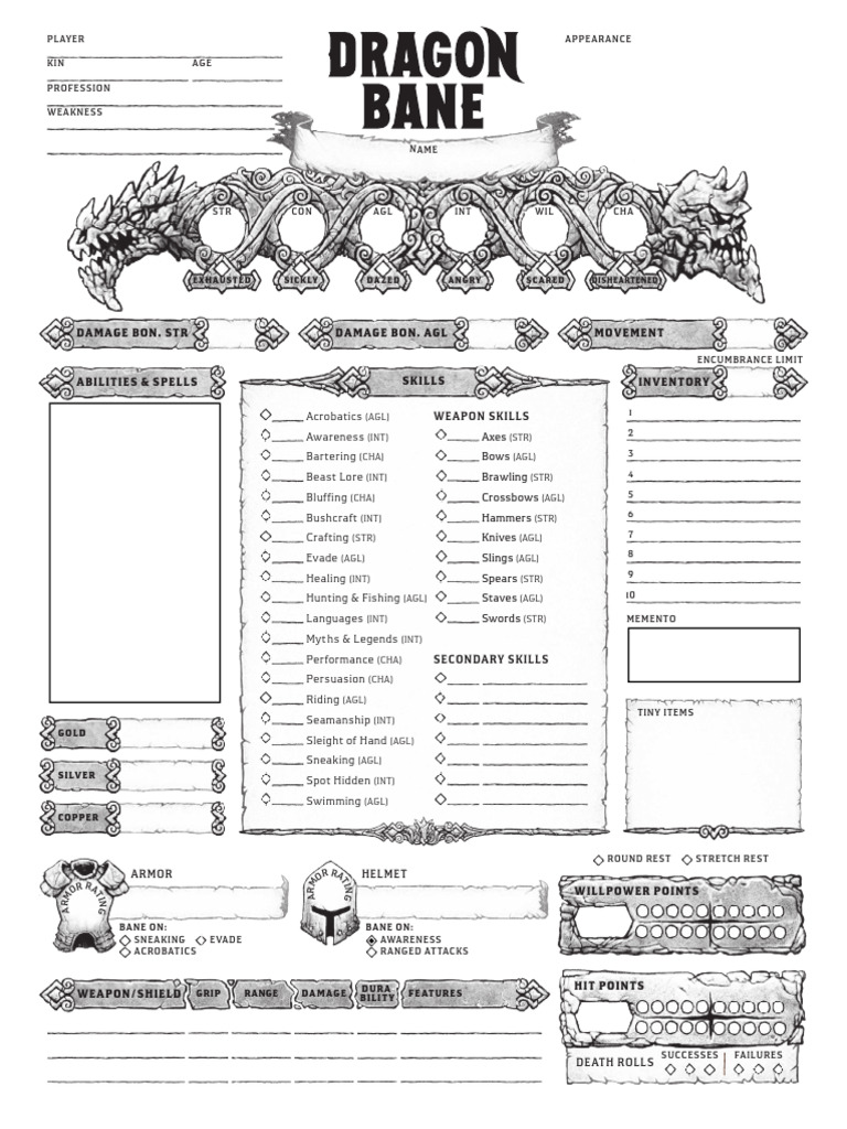 DB - Character - Sheet - v1 (Fillable - PF) | PDF