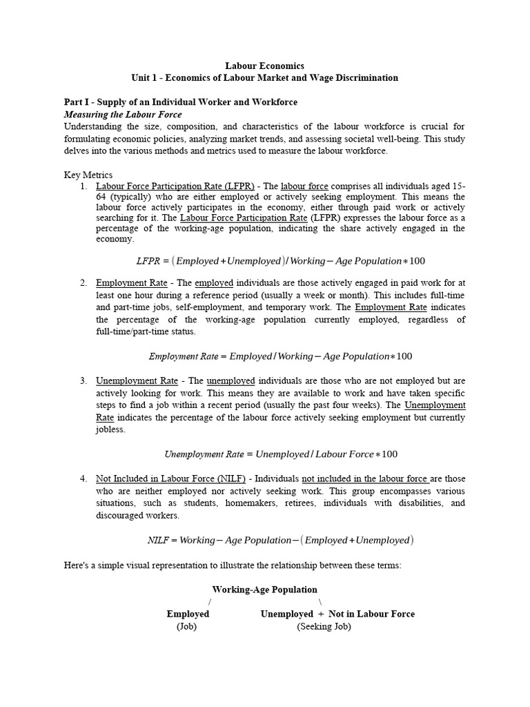 Labour Economics Unit 1 Pdf Cost Of Living Labour Economics