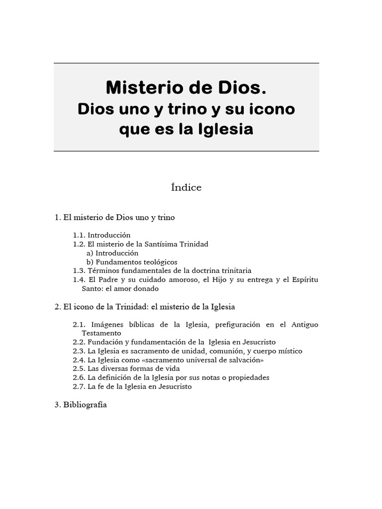 TEMA 1 Misterio de Dios | PDF | Trinidad | espíritu Santo