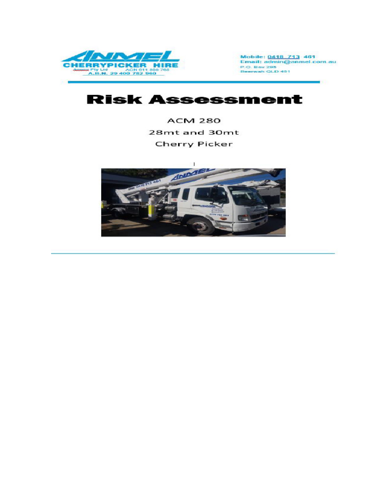 Risk Assessment 25m 30m Cherry Picker | PDF | Risk | Risk Assessment